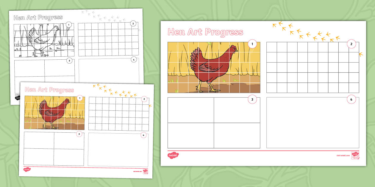 Hen Art Progress Template - Art Worksheet (teacher made)