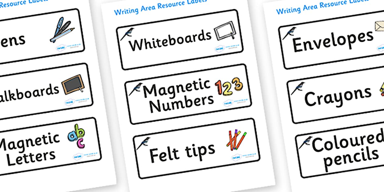 Magpie Themed Editable Writing Area Resource Labels - Twinkl
