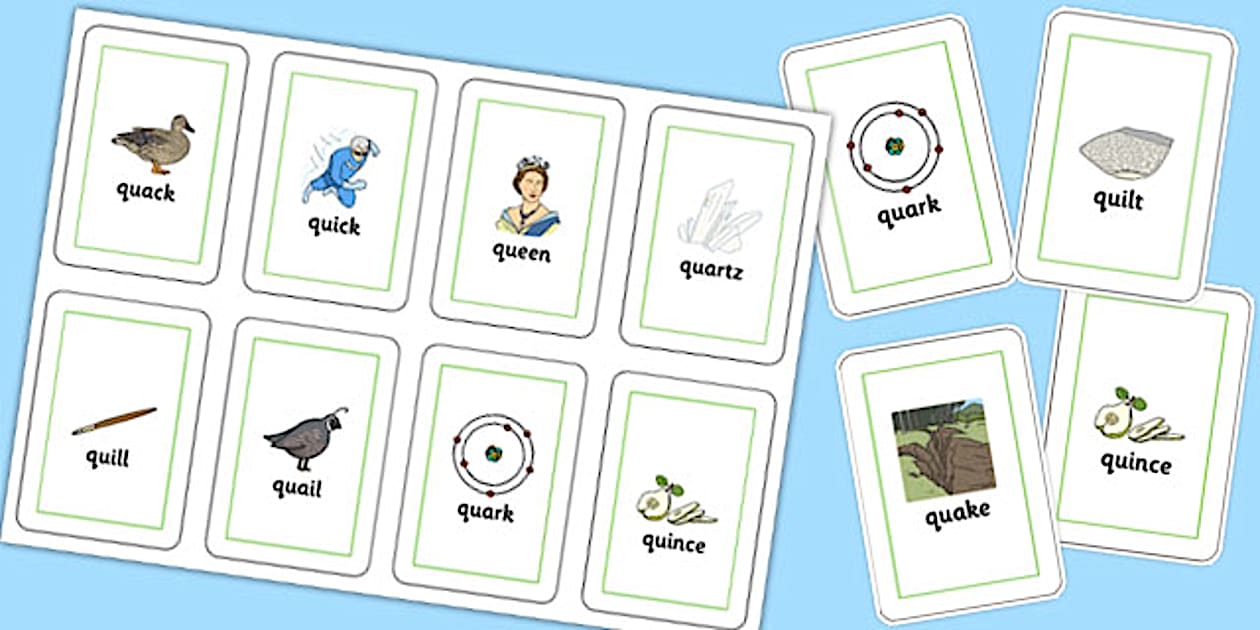 Dyslexic QU Flash Cards (teacher made) - Twinkl