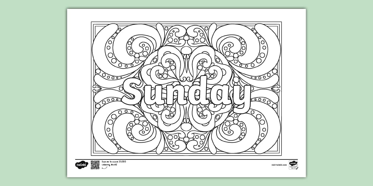 Mindfulness Sunday Word Colouring Page (Teacher-Made)