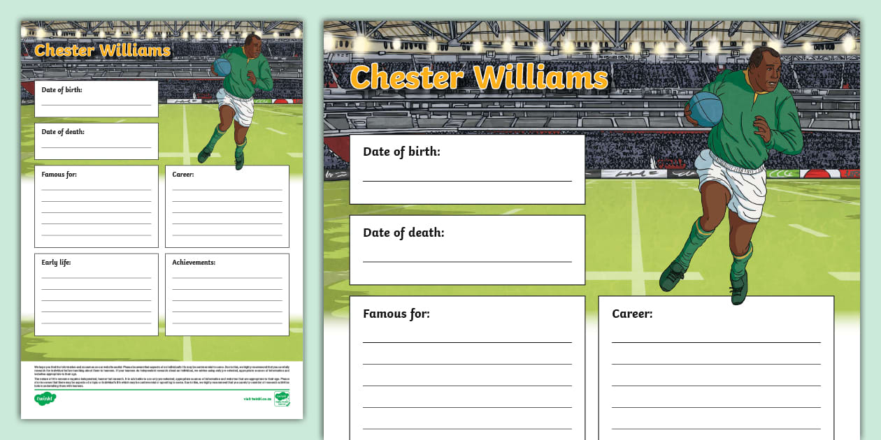 Chester Williams Fact File Template - Twinkl