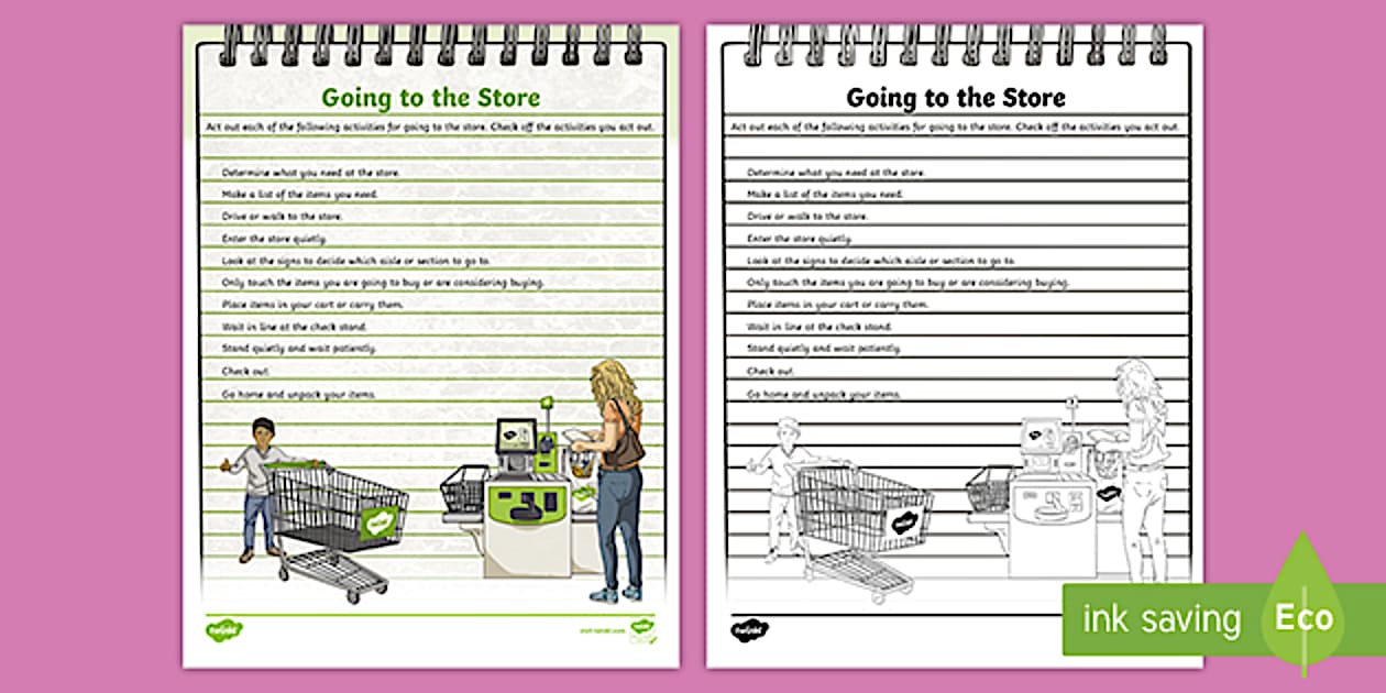 Going to the Store Role Play Checklist (teacher made)