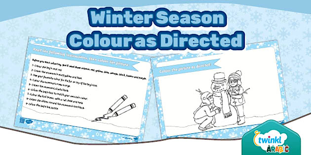 Winter Season Colour as Directed Worksheet