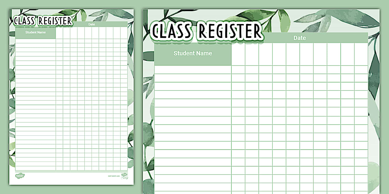 Muted Botanical Themed Class Register Template - Twinkl