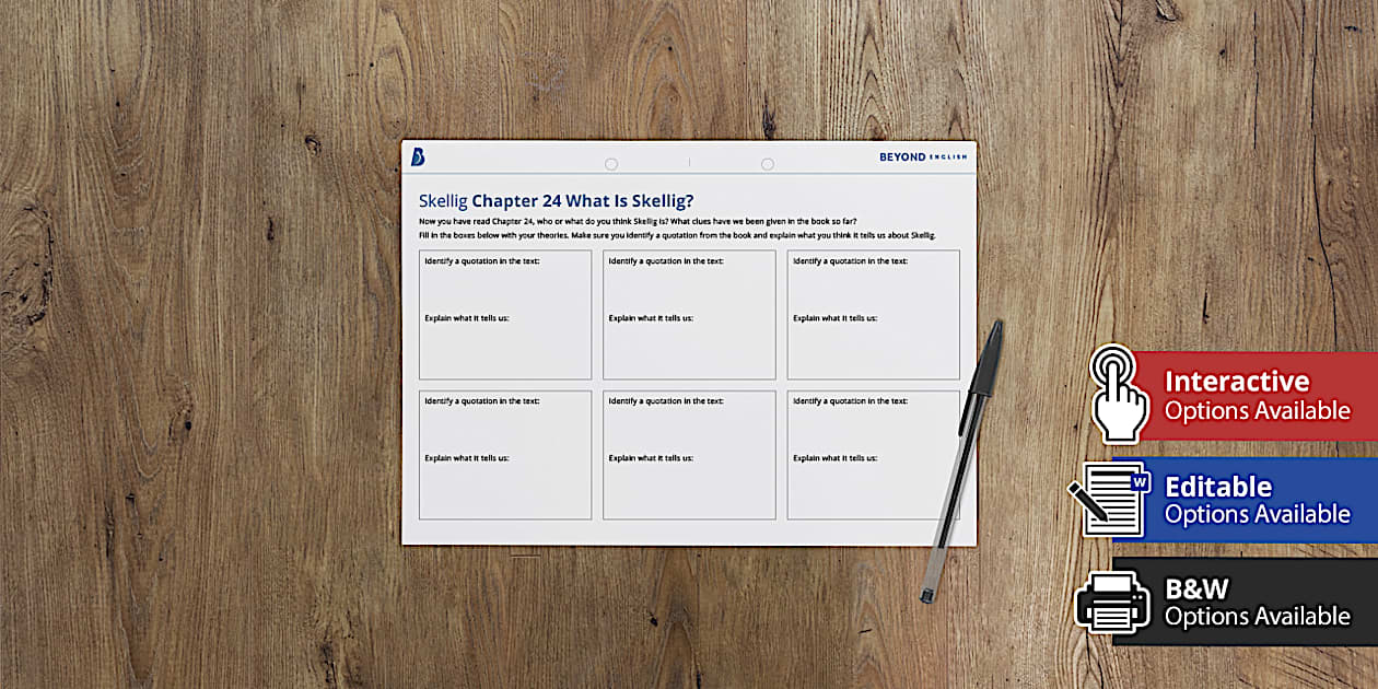 Skellig Chapter 24 What Is Skellig? Worksheet (teacher made)