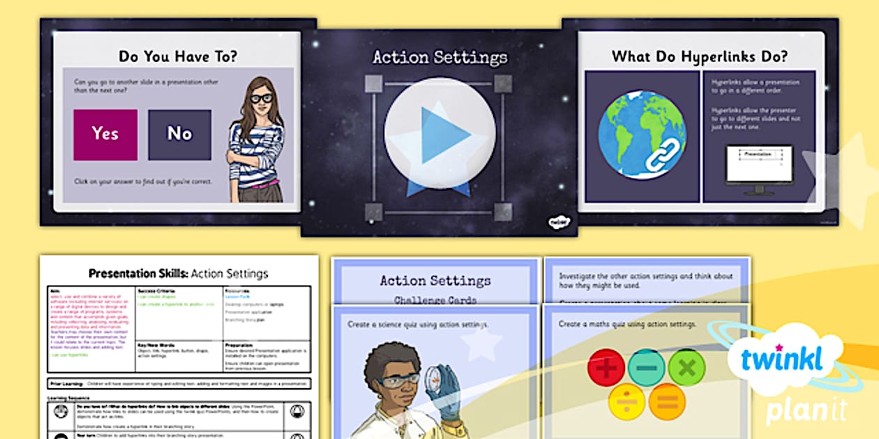 Computing: PowerPoint Presentation Skills: Action Settings Year 3 ...