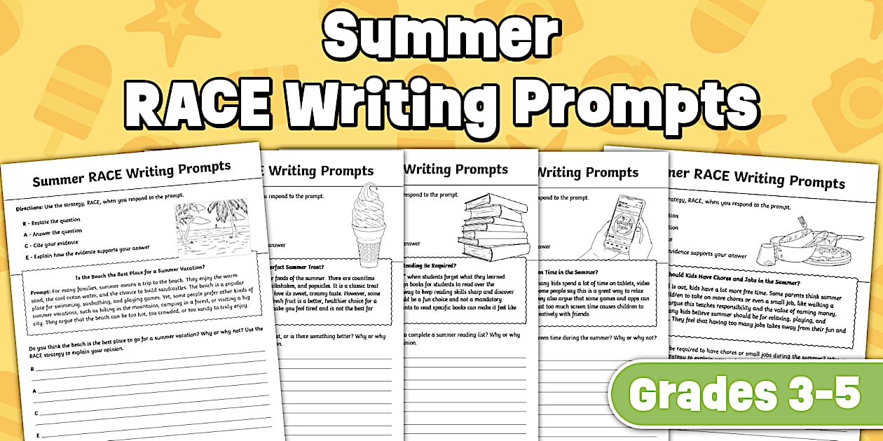 Summer RACE Writing Prompts for 3rd-5th Grade