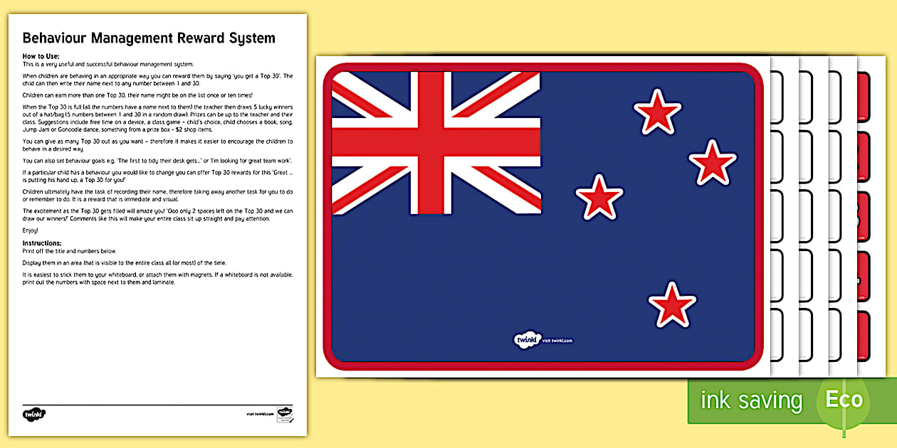 New Zealand Flag Behaviour Management Reward System - Twinkl
