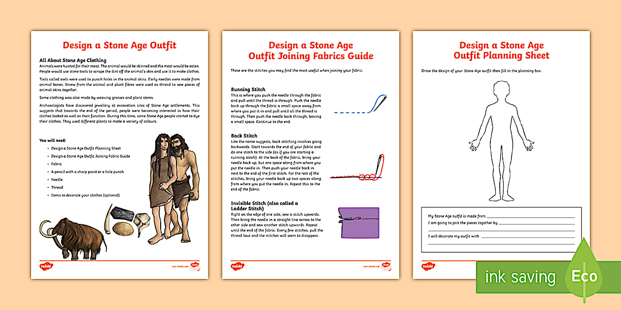 Black and White Design a Stone Age Outfit Activity - Twinkl