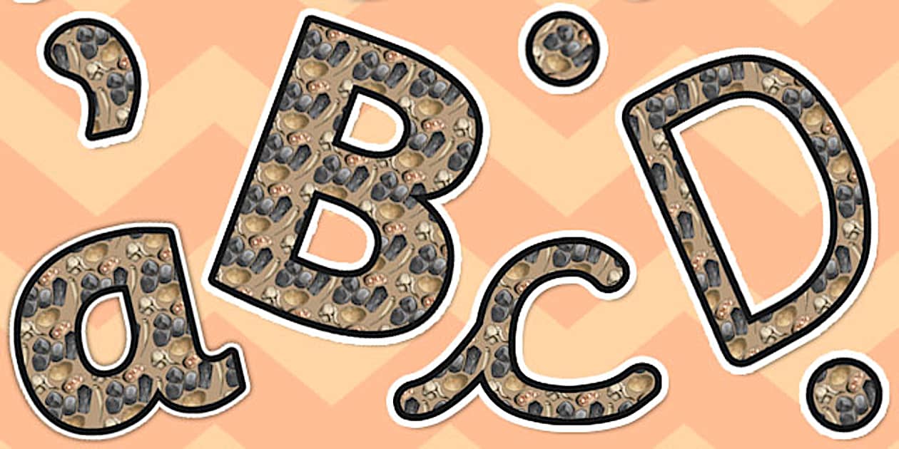 Cursive Stone Age Themed A4 Display Lettering - Twinkl