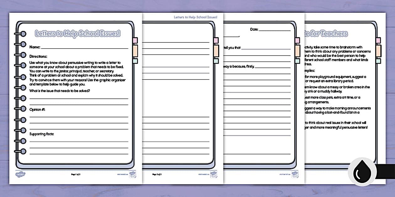 Persuasive Letter Template and Writing Activity