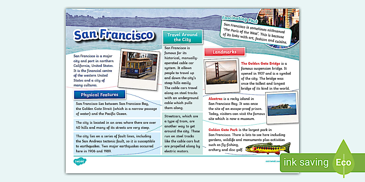San Francisco Fact File - USA - Twinkl - KS2 (teacher made)