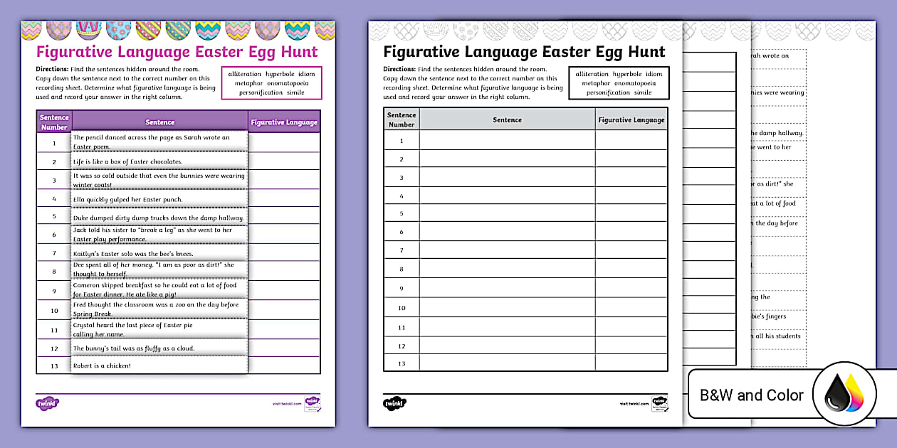 Easter Figurative Language Scavenger Hunt | Twinkl USA
