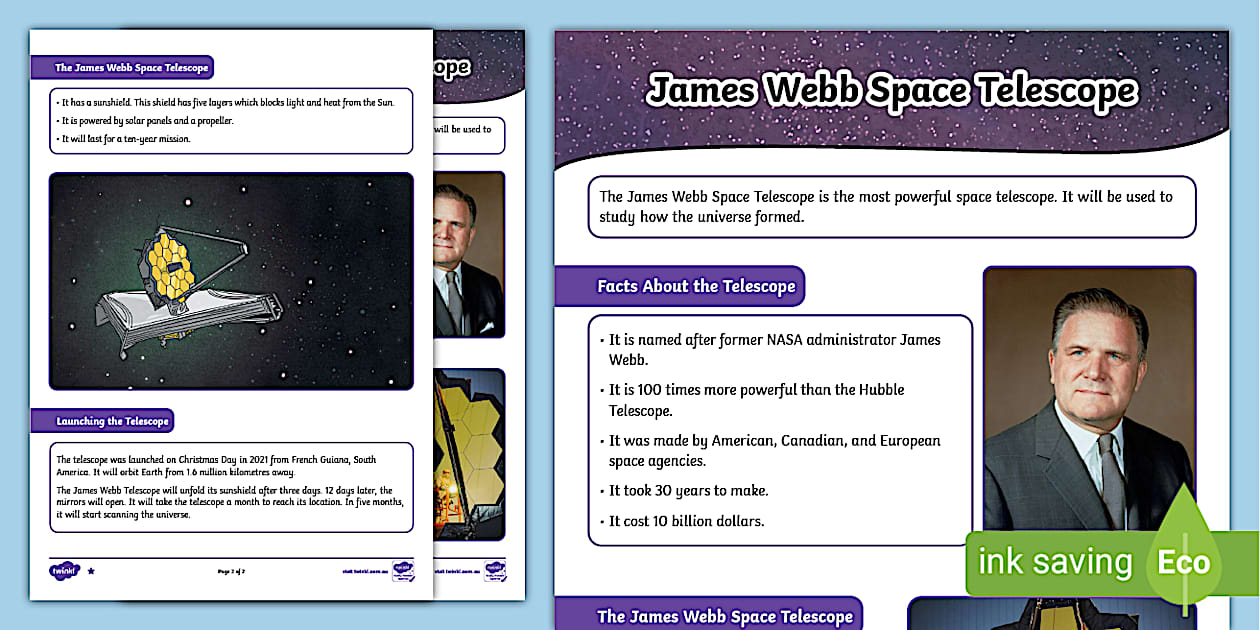 James Webb Space Telescope Differentiated Fact Files