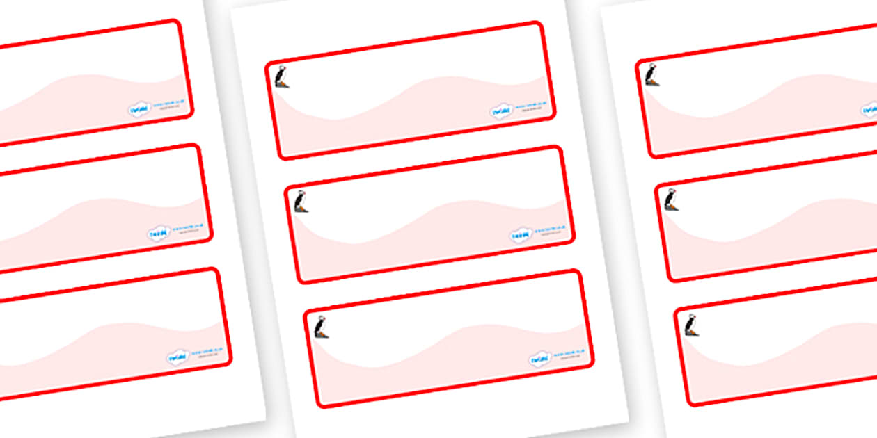 Puffin Themed Editable Drawer-Peg-Name Labels (Colourful)