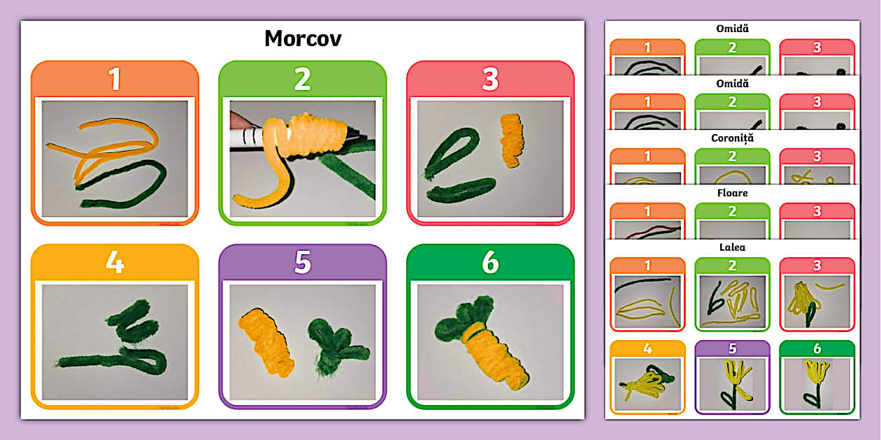 Forme din sârmă plușată – Cartonașe pas cu pas