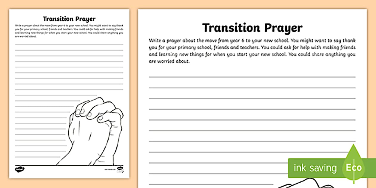 KS2 Transition Prayer Activity (teacher made) - Twinkl