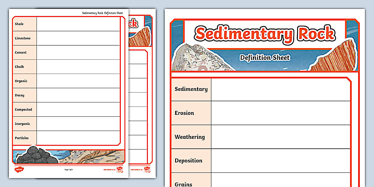 Sedimentary Rock: Definition Sheet (professor feito)