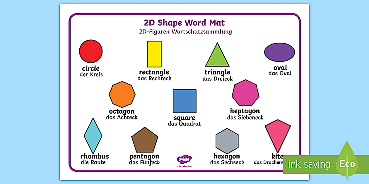 D Shape Word Mat English/German - Twinkl