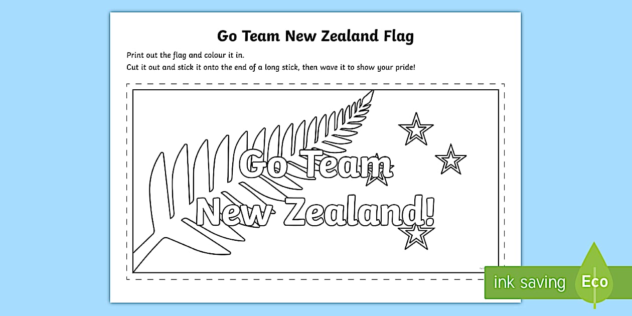 Go Team New Zealand Colour a Flag Activity (teacher made)