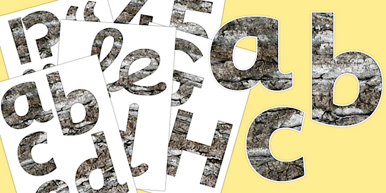 Editable Bark Texture Display Letters and Numbers Pack