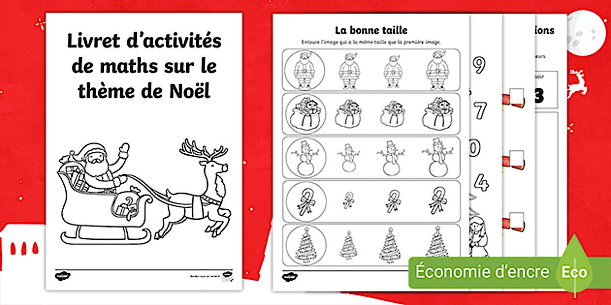 Livret de maths sur le thème de Noël