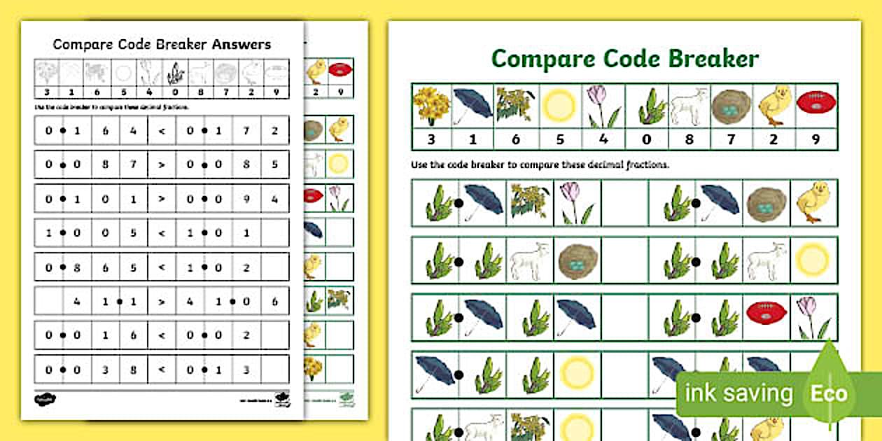 Spring Comparing Decimals Worksheet (teacher made) - Twinkl