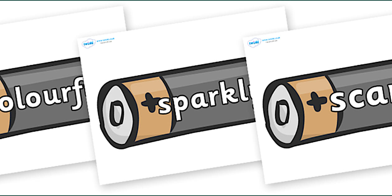 Cursive Wow Words on Battery (teacher made) - Twinkl