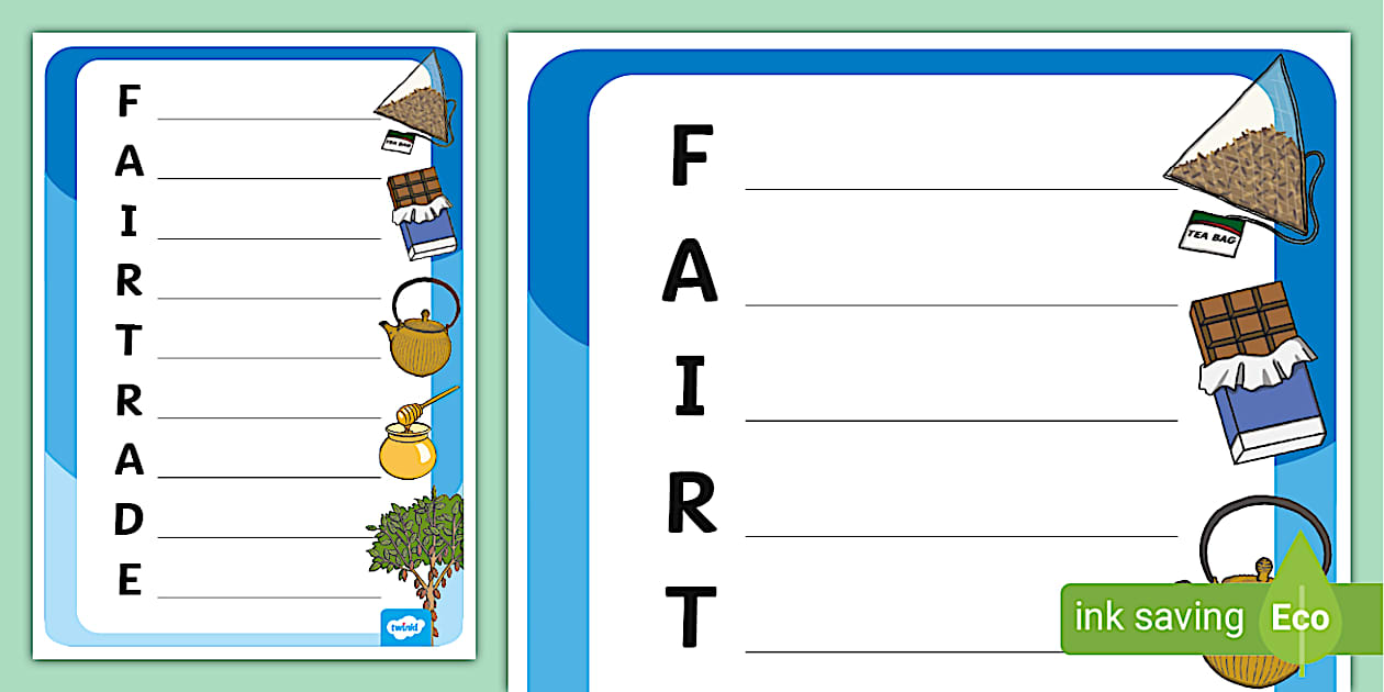 Fairtrade Acrostic Poem Template (teacher made) - Twinkl