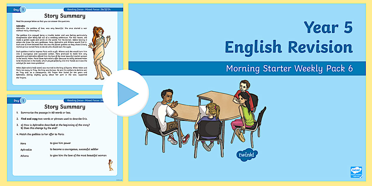 Year 5 English Revision Morning Starter Weekly PowerPoint Pack 6