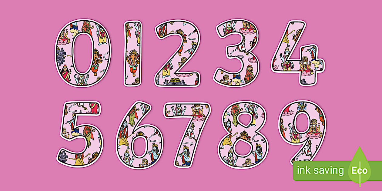 Hindu Dharma Themed Display Numbers (teacher made) - Twinkl