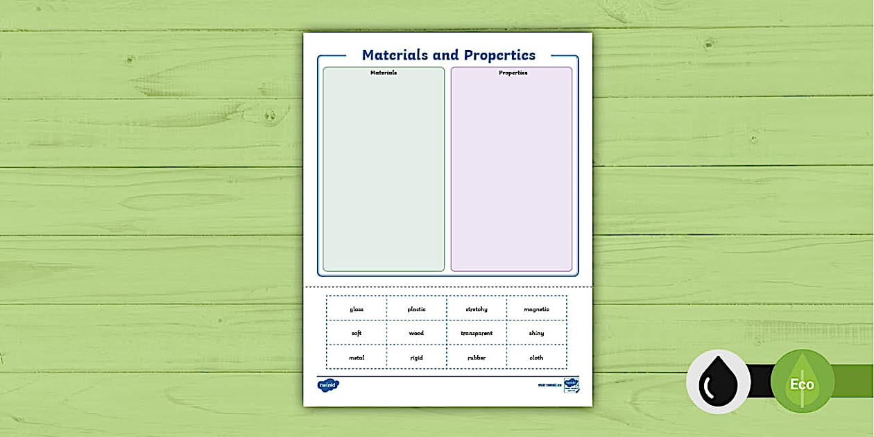 Cut and Paste Materials or Properties Sort Activity - Twinkl