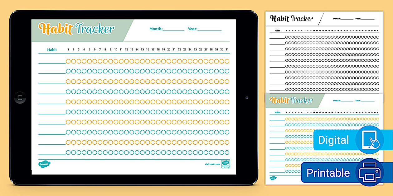 Monthly Habit Tracker (teacher made) - Twinkl