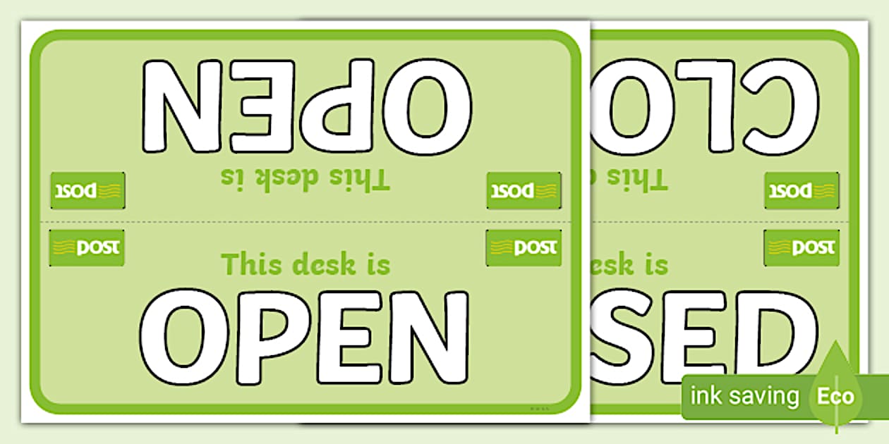 Post Office Open and Closed Desk Signs (teacher made)