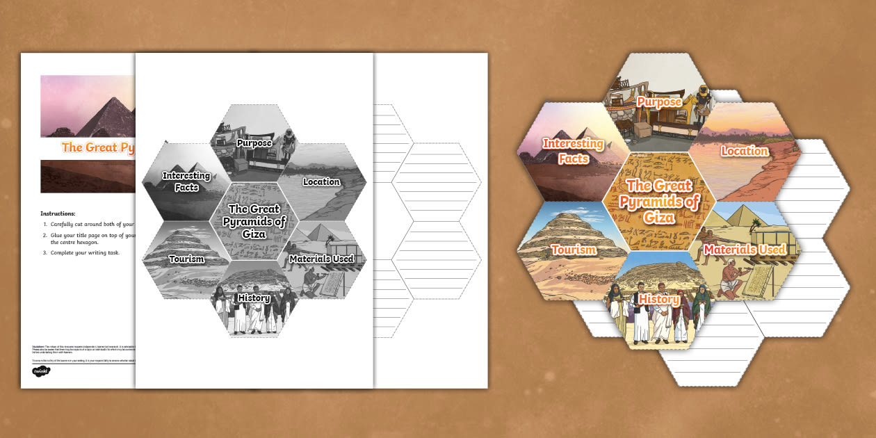 The Great Pyramids of Giza Hexagon Writing Template - Twinkl