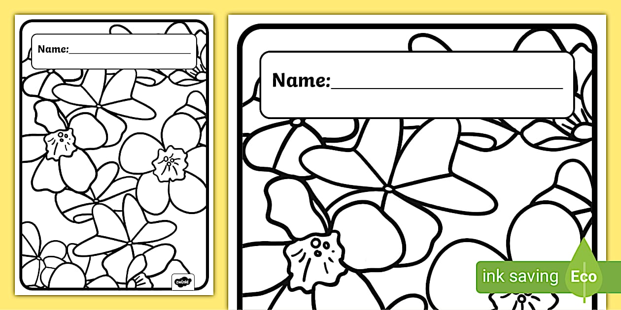 Violet Flower Themed Colouring Book Cover (teacher made)