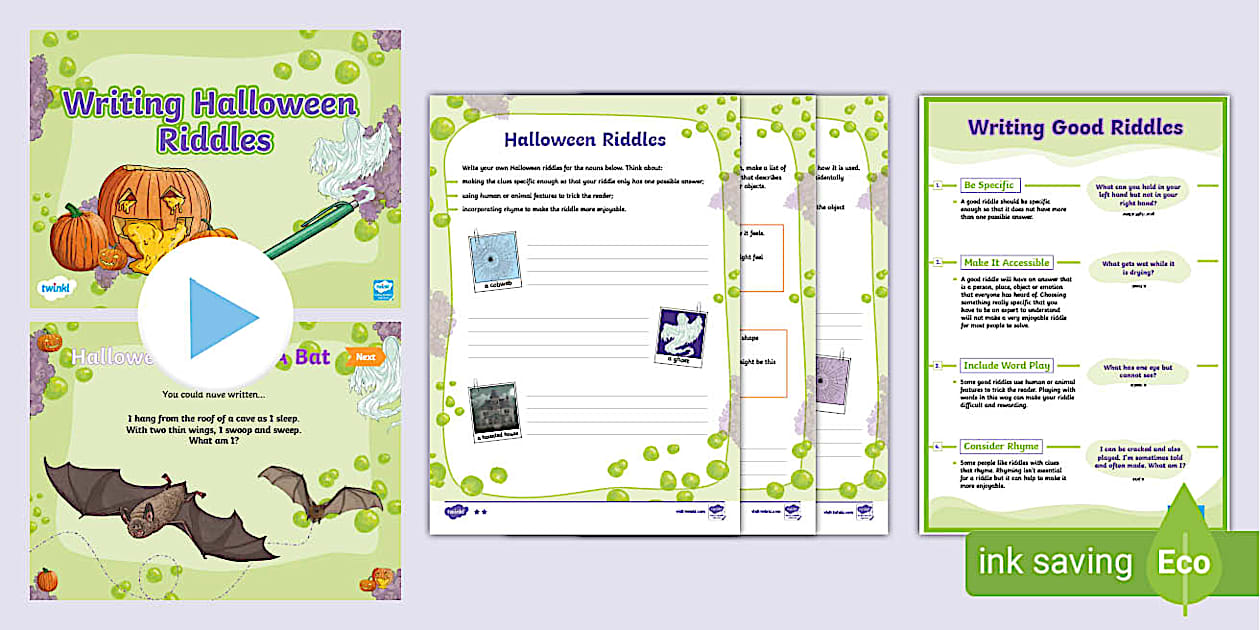 Halloween Brain-Teasers Printable - Write Your Own Riddles