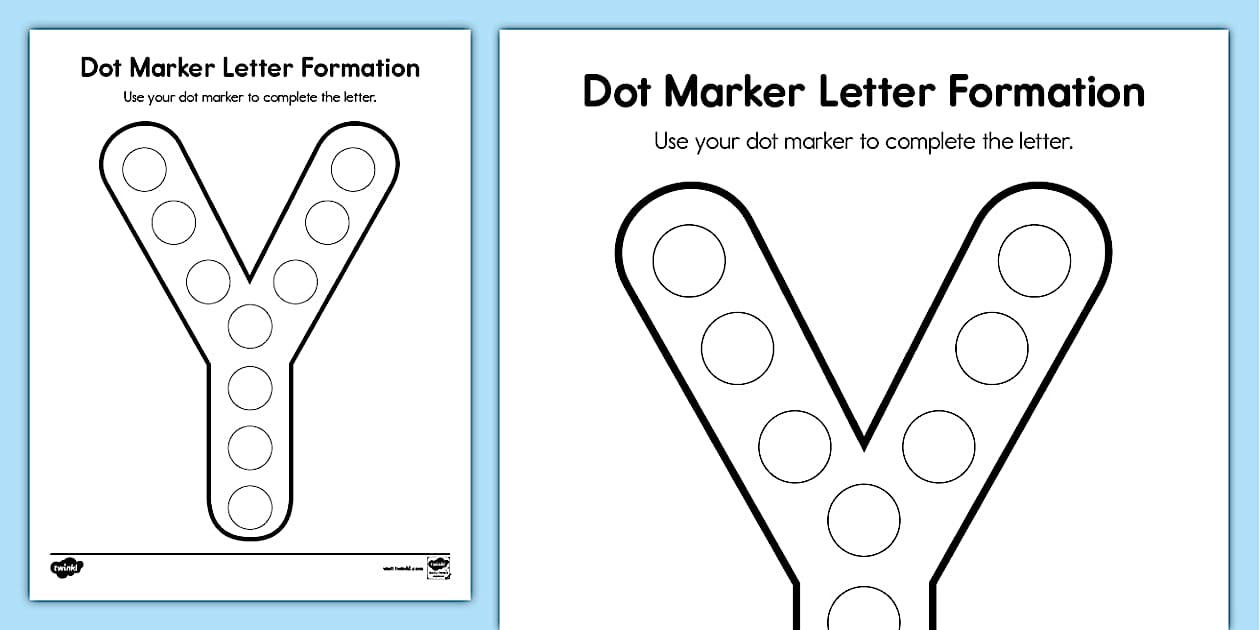 Uppercase Letter Y: Dot Marker Letter Formation Worksheet