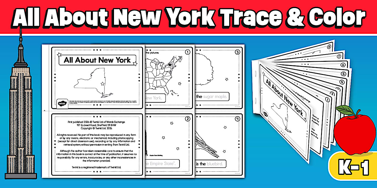 All About New York Trace & Color Printable Book