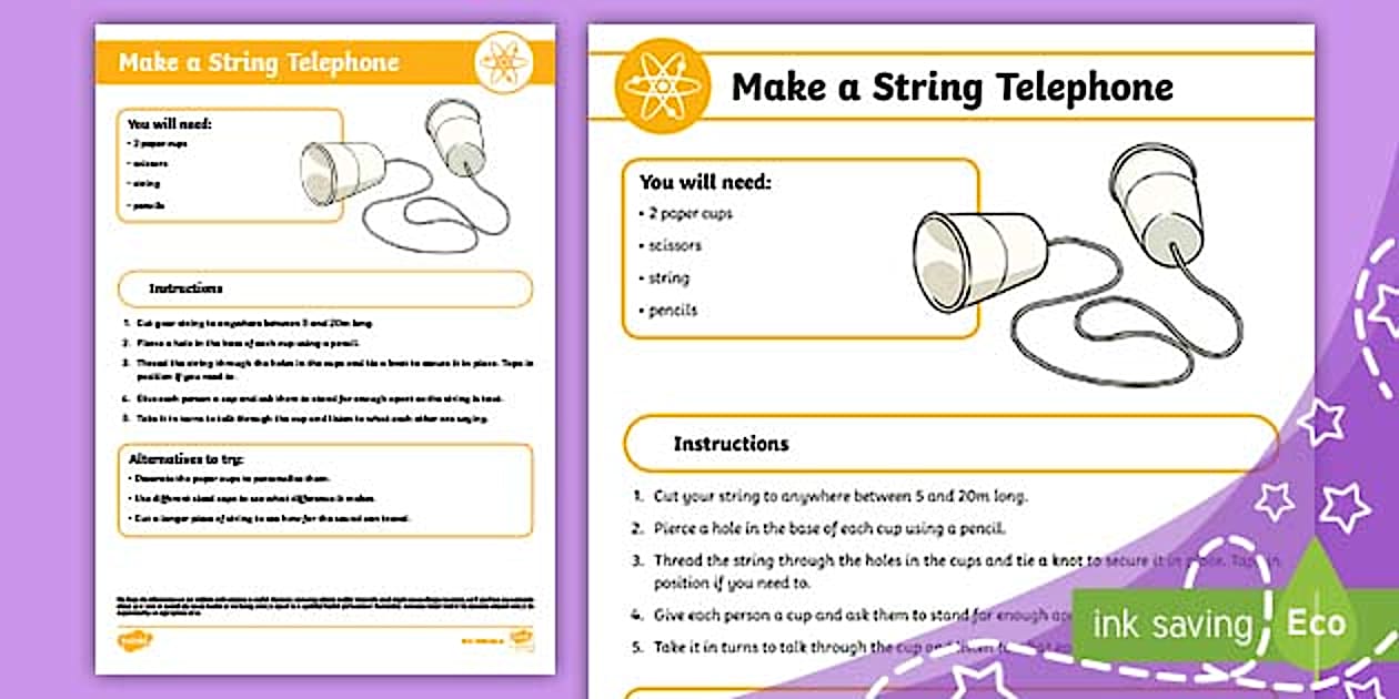 Make A String Telephone Craft Instructions - Twinkl