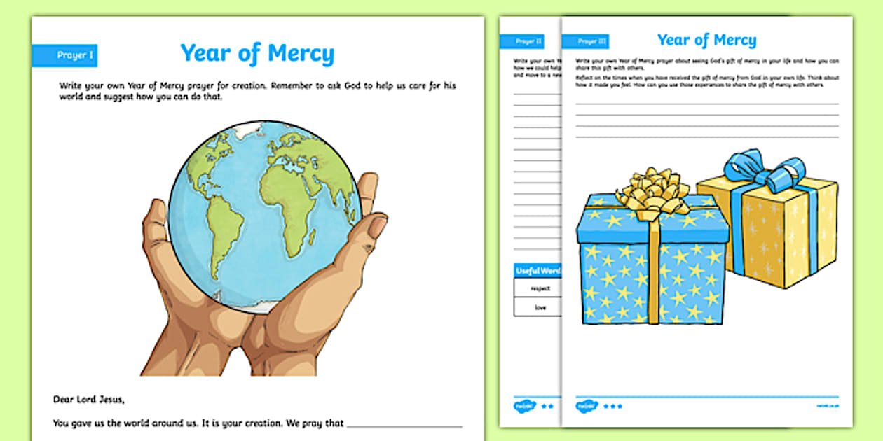 Middle Ability Year of Mercy Prayer Worksheet (teacher made)