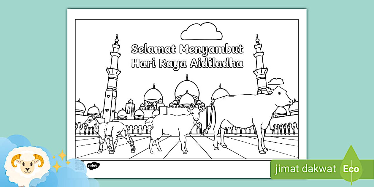 Lembaran Mewarna Hari Raya Aidiladha (teacher made) - Twinkl