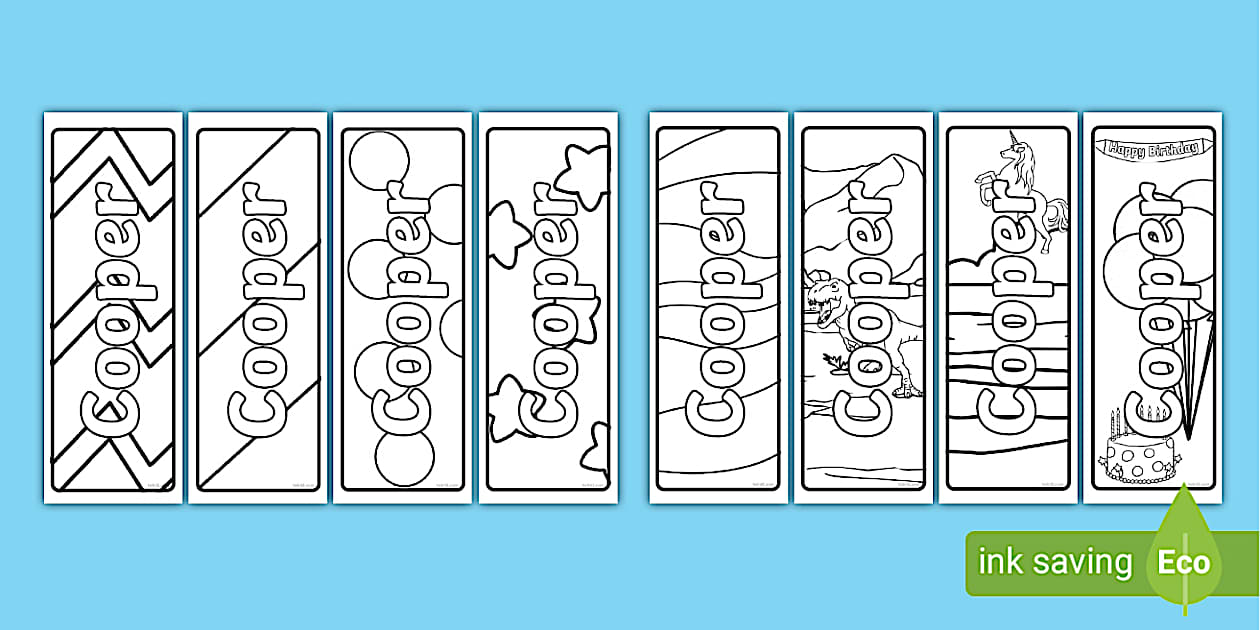 Cooper Name Simple Colouring Bookmarks (Teacher-Made)