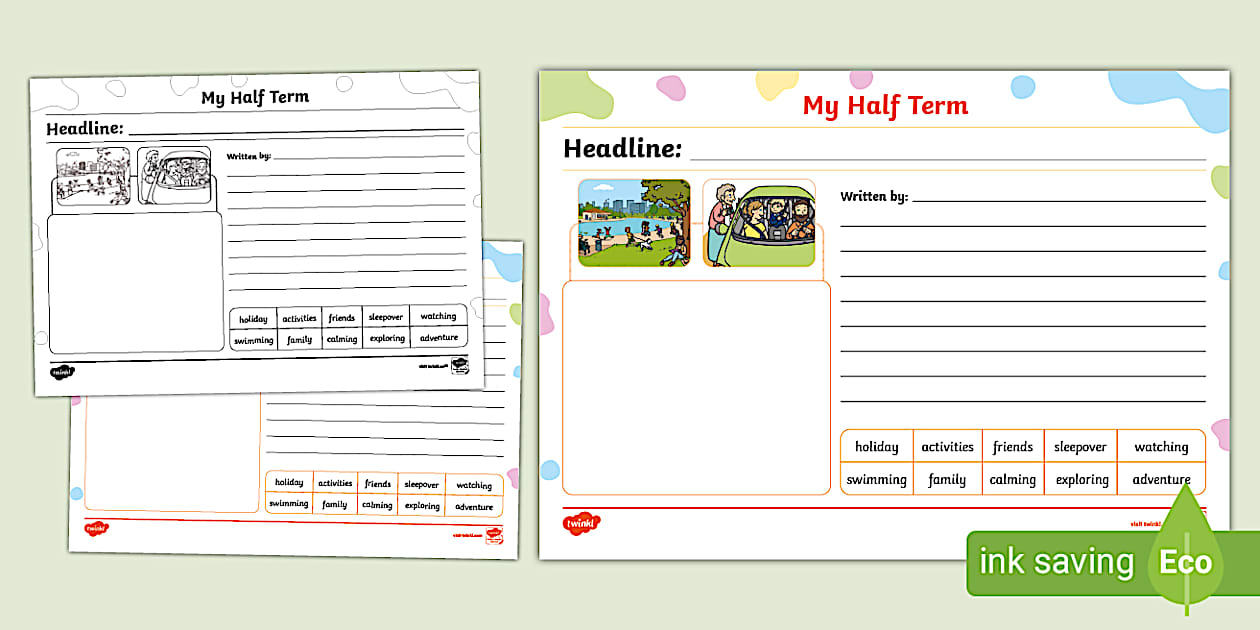 Half Term Recount Newspaper Template (teacher made) - Twinkl