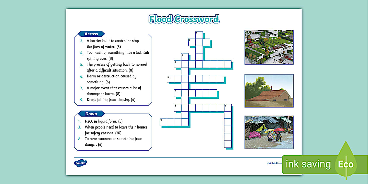 Flood Crossword (teacher made) - Twinkl