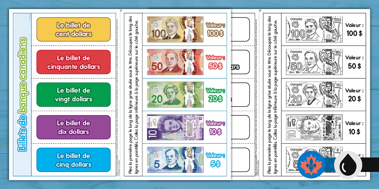 Canadian Bills Flap Book French