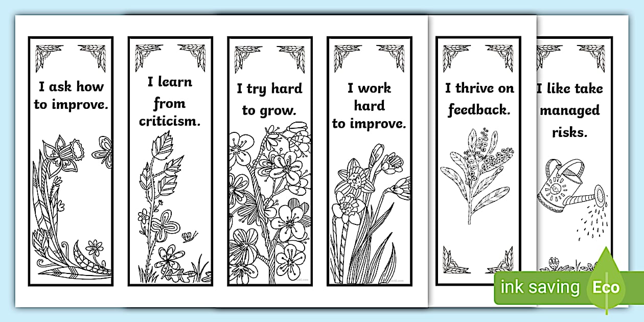 Growth Mindset Colouring Bookmarks - Twinkl - KS1 - Twinkl