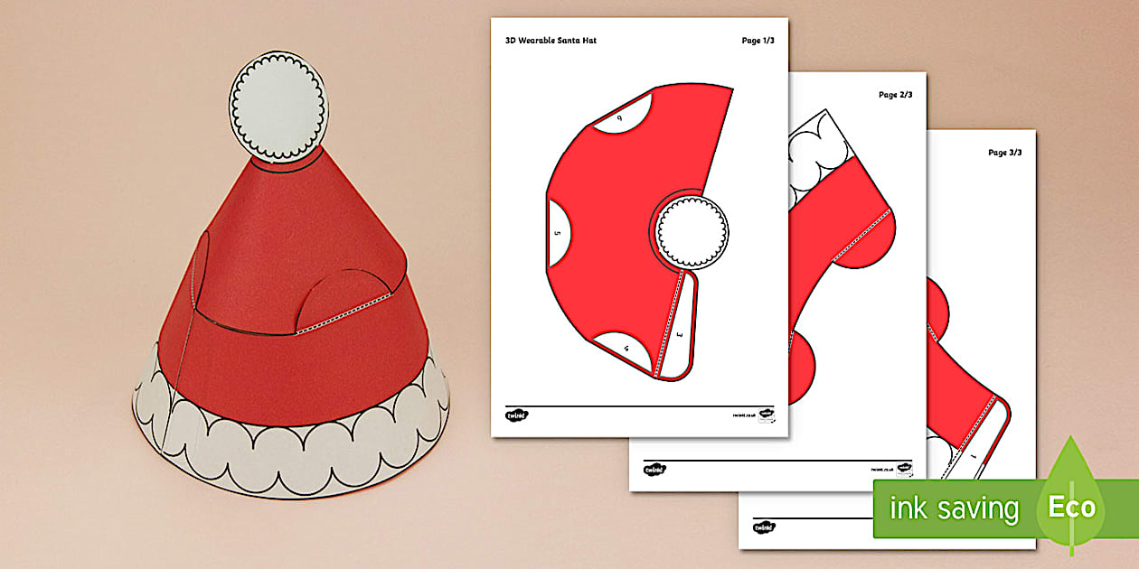 Santa Hat Template Craft - Christmas - Parents - Twinkl