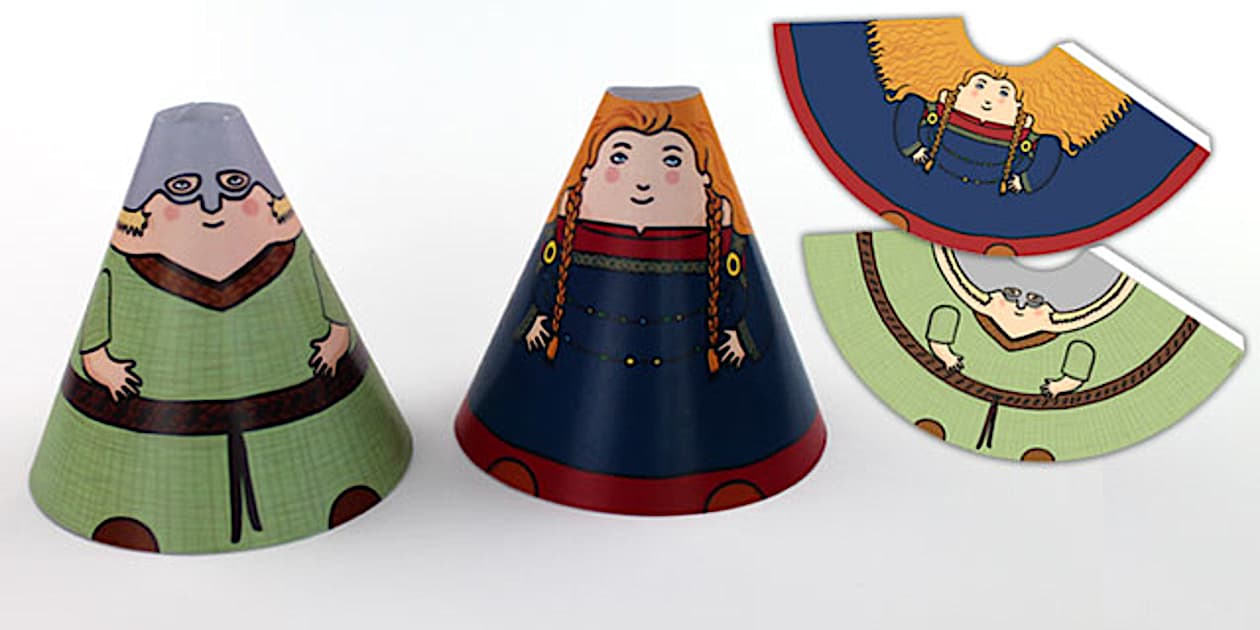 Viking Art for Children | Viking Cone People Craft - Twinkl