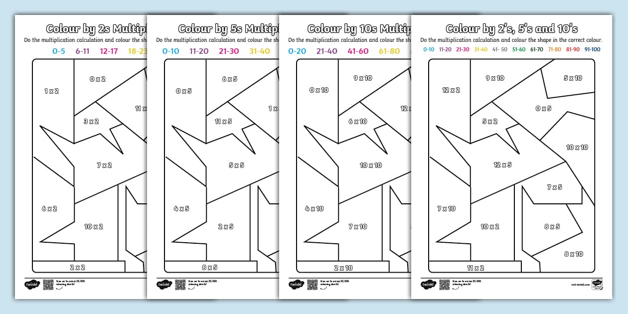 Color by 2s, 5s and 10s Mulitiplication - times tables
